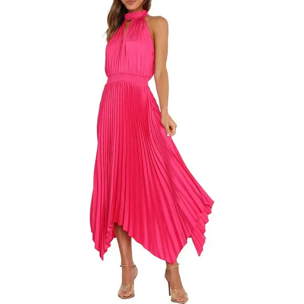 PETAL & PUP Dominique Pleated Maxi Dress - Pink