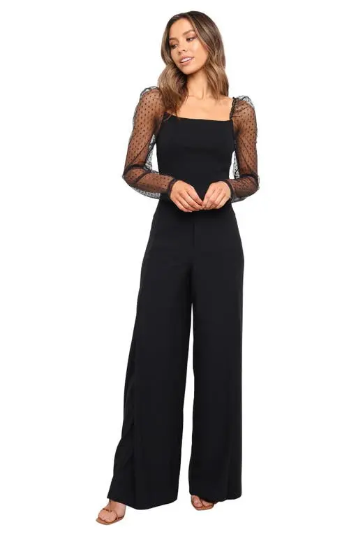 PETAL & PUP Rigala Sheer Swiss Dot Sleeve Top - Black