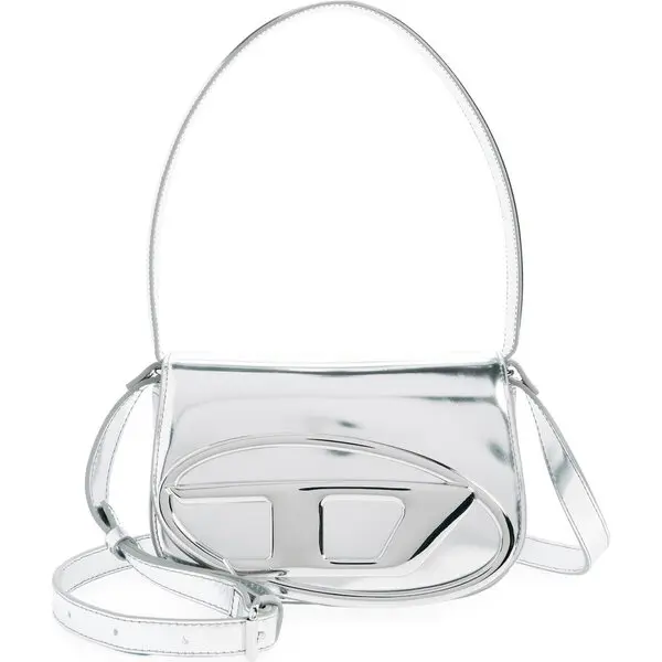 DIESEL® 1dr Metallic Leather Handbag - Silver