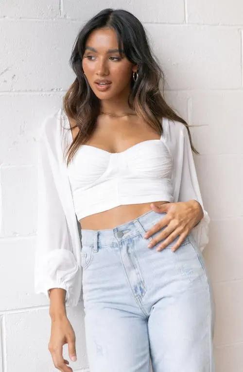 PETAL & PUP Adele Sheer Sleeve Crop Top