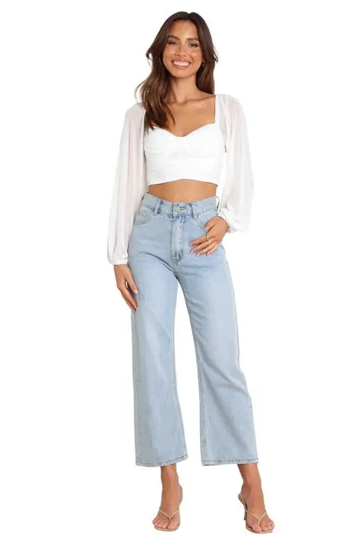 PETAL & PUP Adele Sheer Sleeve Crop Top