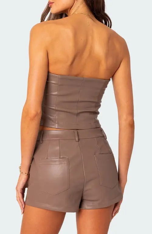 EDIKTED Martine Faux Leather Tube Top
