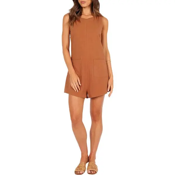 PETAL & PUP Dory Sleeveless Romper - Tan