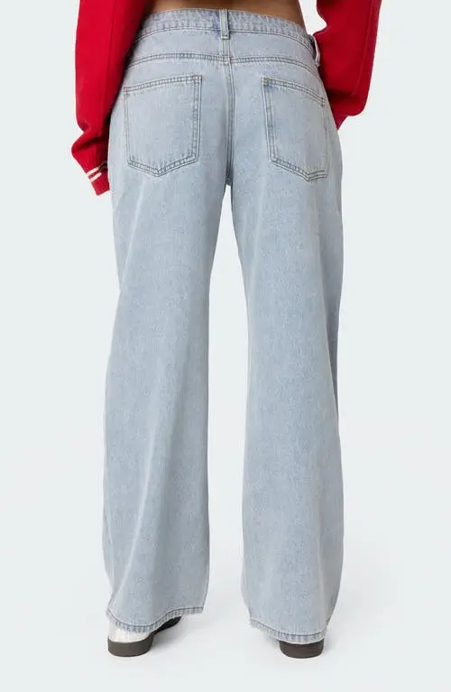 EDIKTED Washed Low Rise Jeans - Light-blue