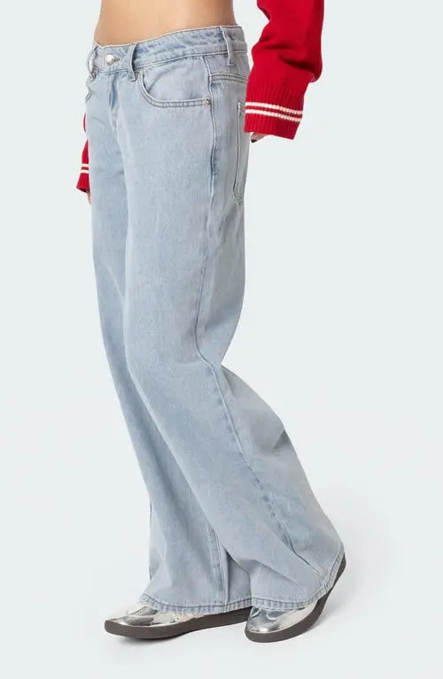 EDIKTED Washed Low Rise Jeans - Light-blue