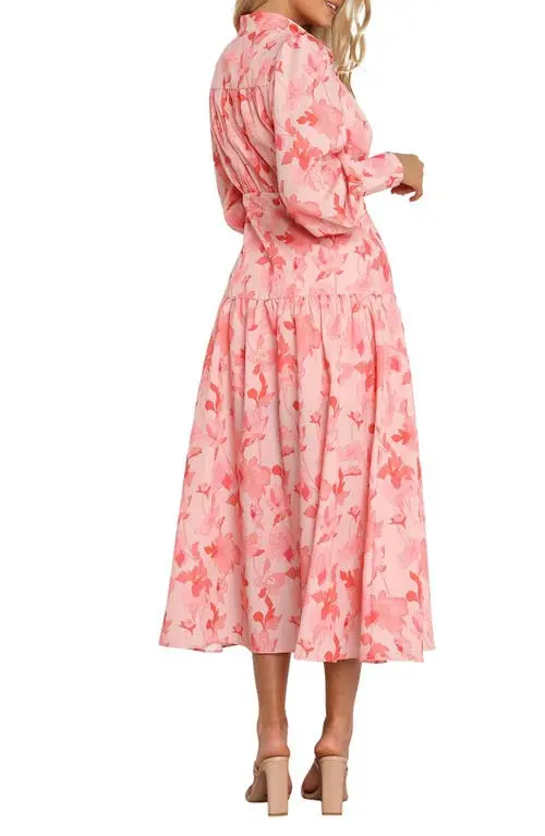 PETAL & PUP Forever Print Long Sleeve Tiered Midi Dress