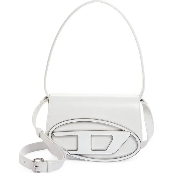 DIESEL® 1dr Leather Shoulder Bag With Enamel Logo - White