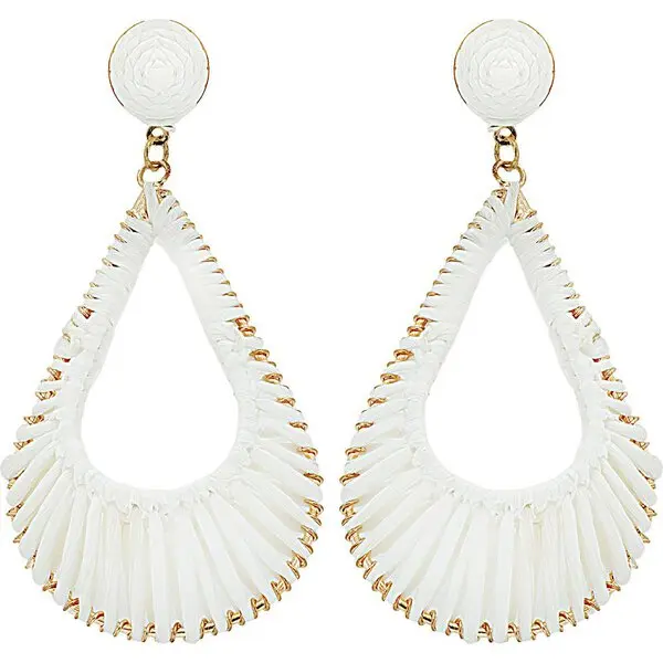 PANACEA Raffia Teardrop Earrings - White