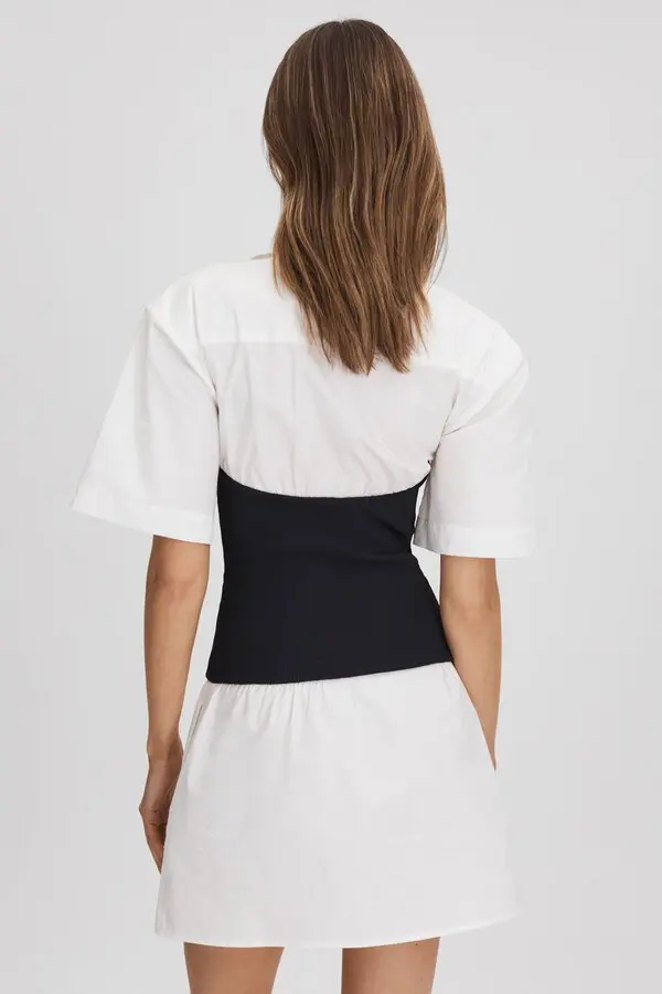 anna quan shirt dress Reiss Anna Quan Hybrid Shirt Jersey Maxi Dress in Swan Black
