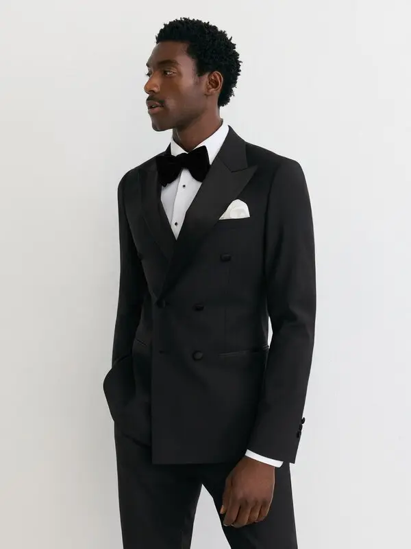 REISS Poker Db Tailored Fit Double-breasted Tuxedo Jacket - Black