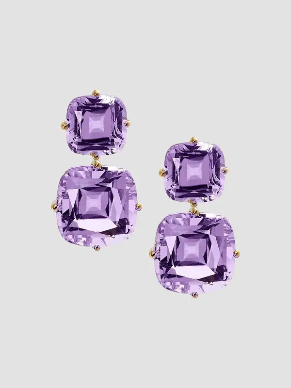 Goshwara Gossip 18k Yellow Gold & Drop Earrings - Amethyst