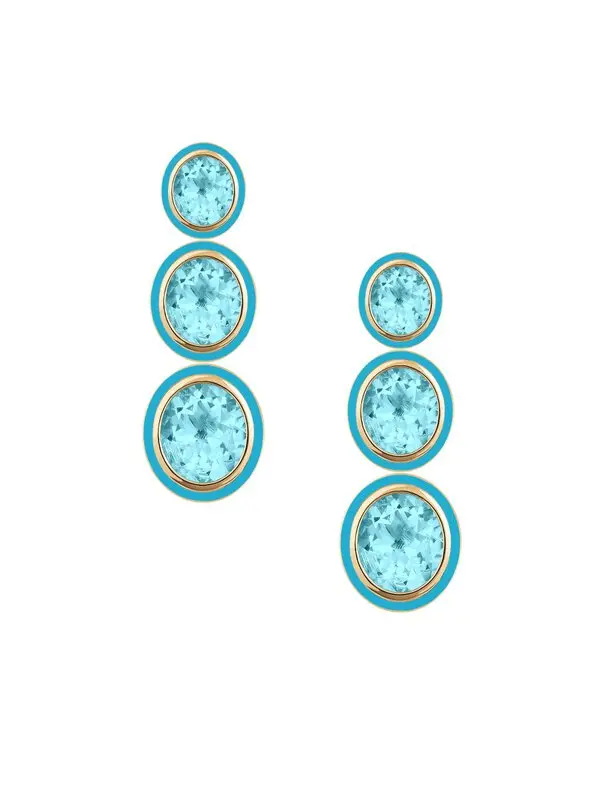Goshwara Mélange 18k Yellow Gold Topaz & Turquoise Drop Earrings - Blue