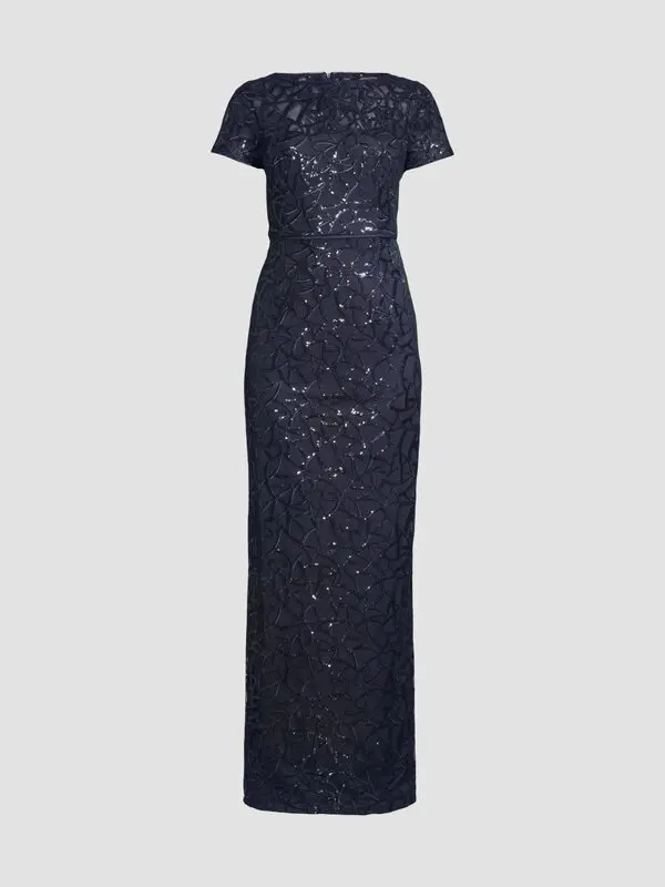 Shani Sequined Illusion-neck Gown