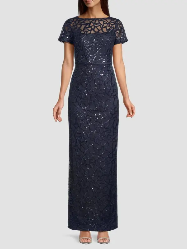 Shani Sequined Illusion-neck Gown