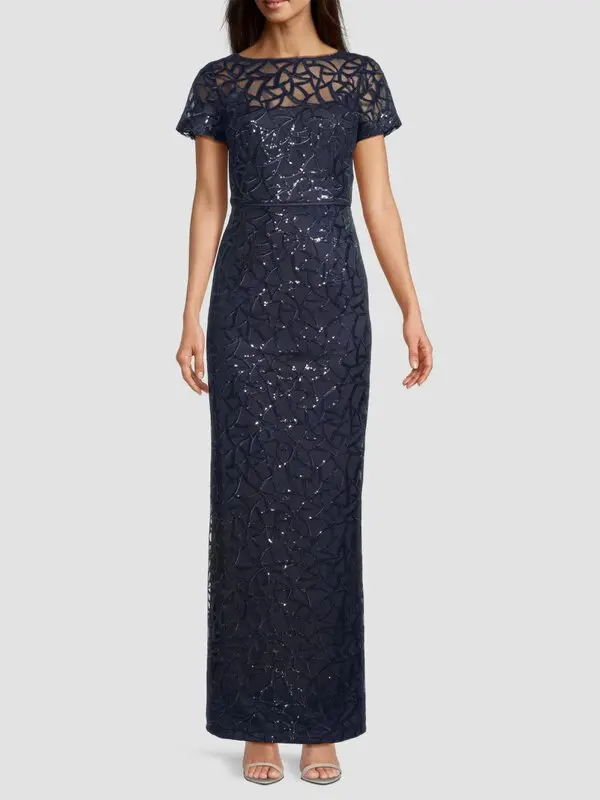 Shani Sequined Illusion-neck Gown