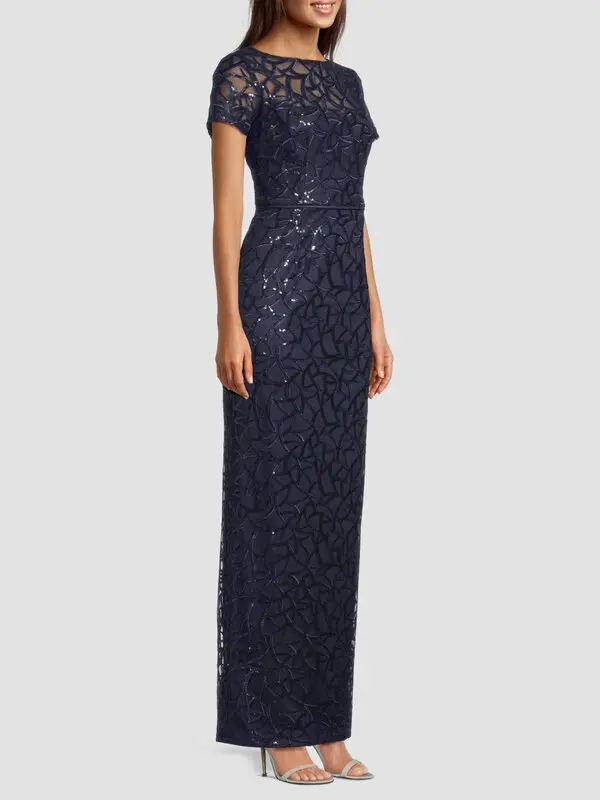 Shani Sequined Illusion-neck Gown