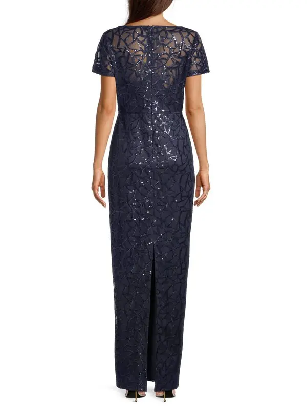 Shani Sequined Illusion-neck Gown