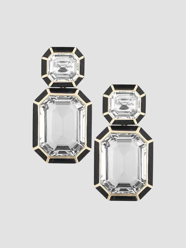 Goshwara Mélange 18k Yellow Gold, Rock Crystal & Black Drop Earrings - Onyx