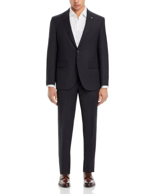 JACK VICTOR Napoli Tonal Micro Check Regular Fit Suit - Charcoal