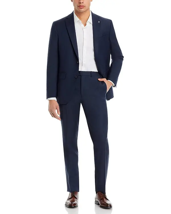 JACK VICTOR Napoli Sharkskin Regular Fit Suit - Navy