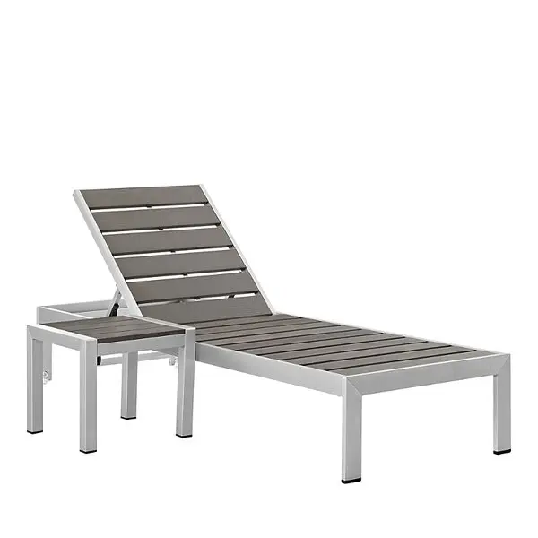 MODWAY Shore 2 Piece Outdoor Patio Aluminum Set - Silver Gray