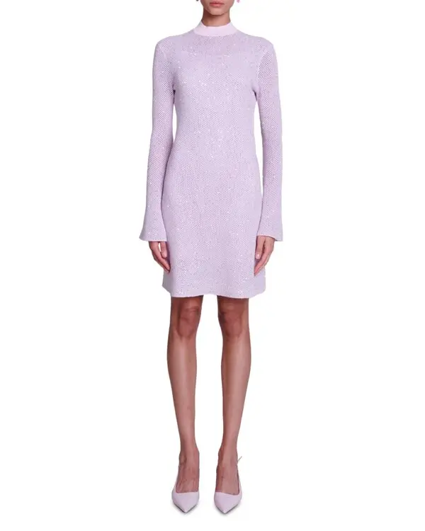 Maje Ravilly Sequined Open Knit Dress In Pink - 50% Off | Editorialist