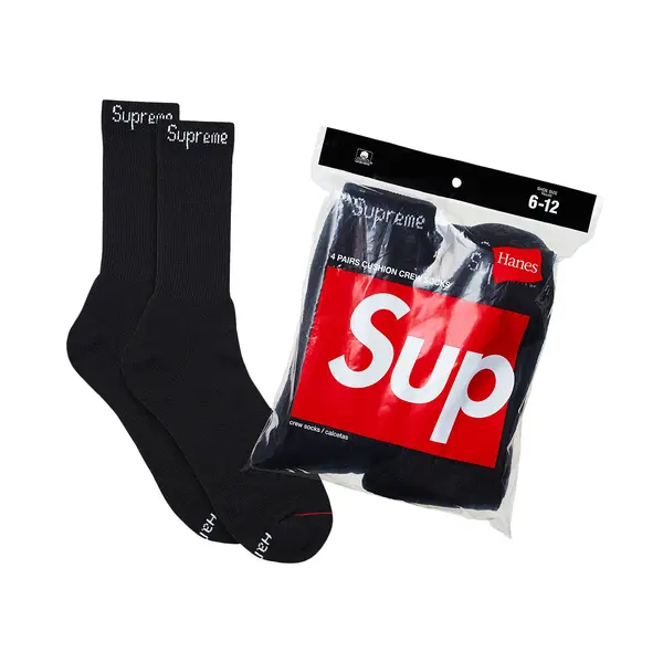 Supreme X Hanes Crew Socks - Black