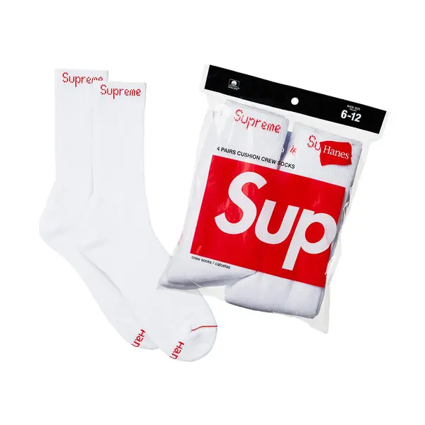 Supreme X Hanes Crew Socks - White