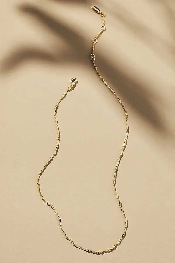 Anthropologie Delicate Bead Necklace - Gold