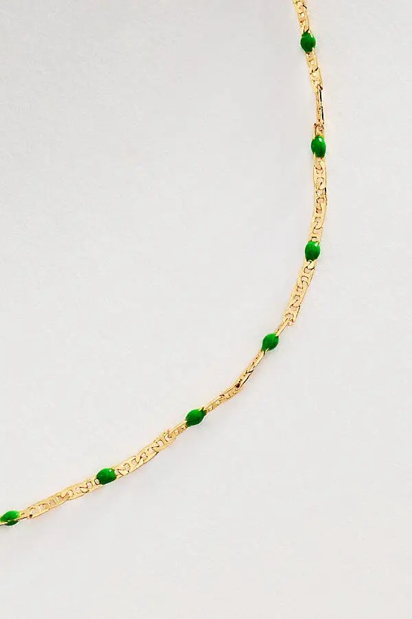 Anthropologie Delicate Bead Necklace - Green
