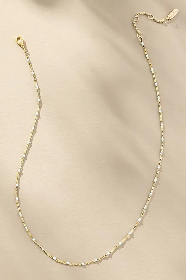Anthropologie Delicate Bead Necklace - Grey