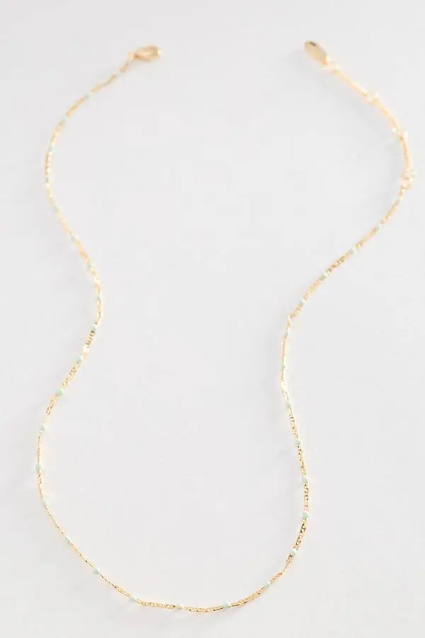 Anthropologie Delicate Bead Necklace - Mint