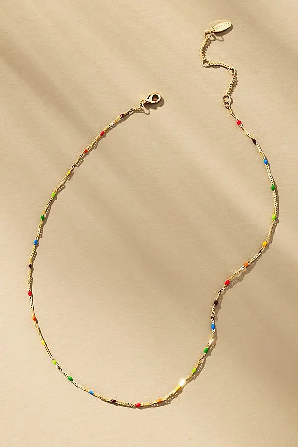Anthropologie Delicate Bead Necklace - Multi