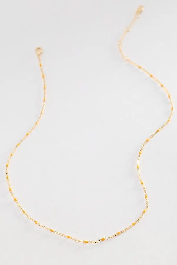 Anthropologie Delicate Bead Necklace - Orange