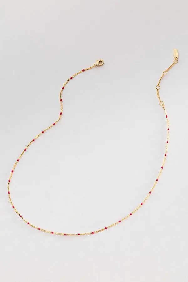Anthropologie Delicate Bead Necklace - Pink
