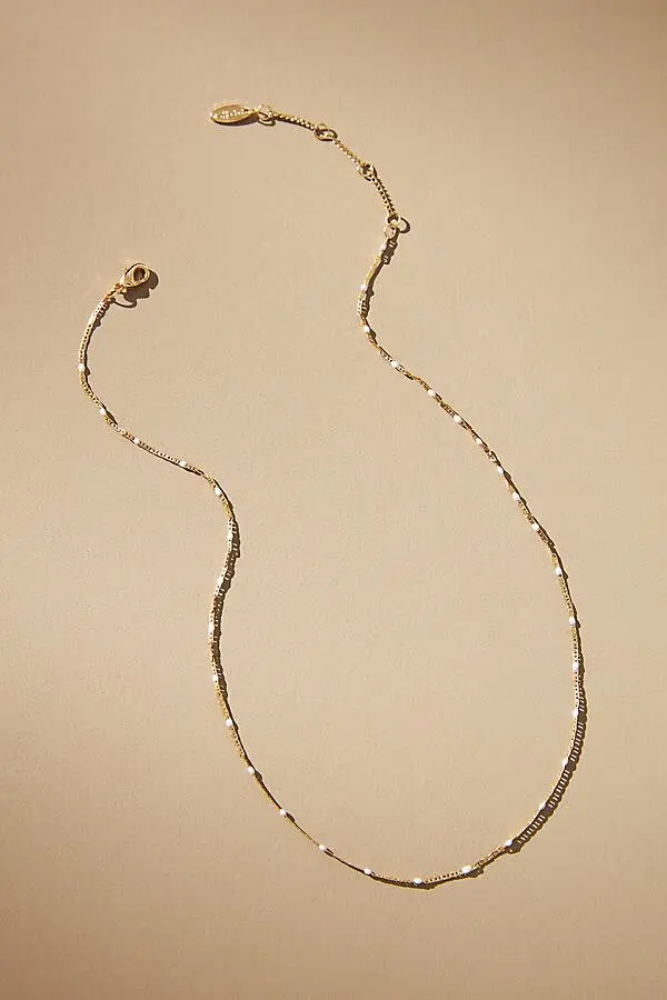 Anthropologie Delicate Bead Necklace - White
