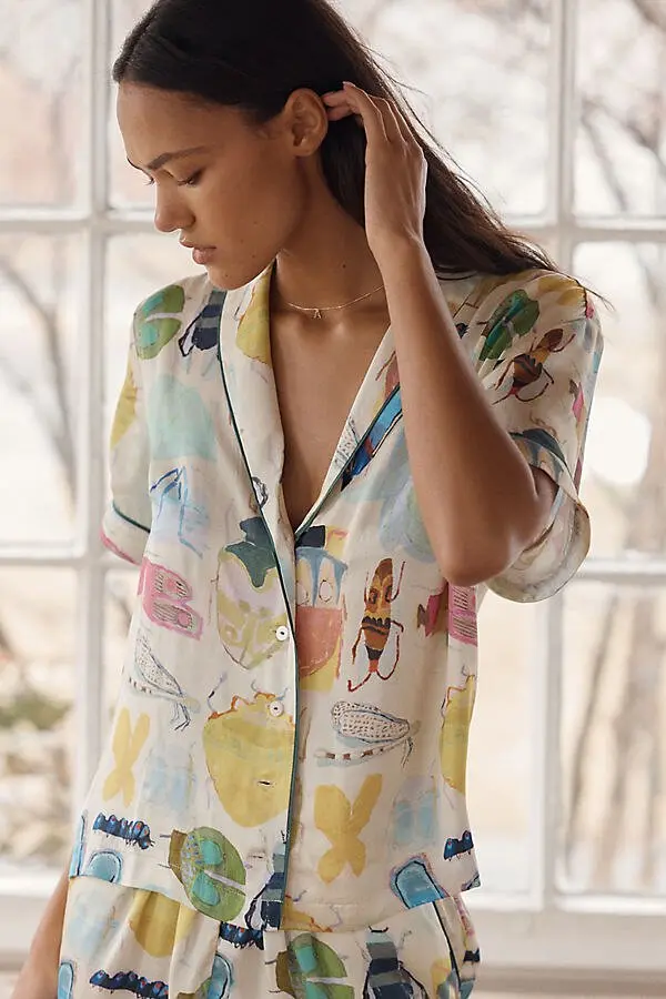 LYREBIRD The Silky Pajama Top - Hope Olson Butterfly Print