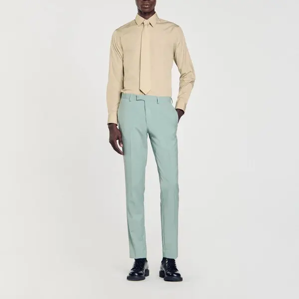 Sandro Straight-fit Wool Suit Trousers - Light Green