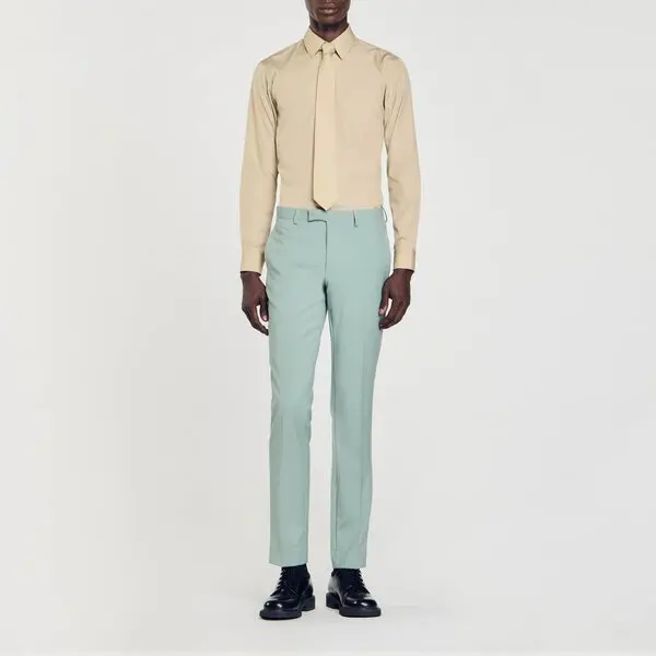 Sandro Straight-fit Wool Suit Trousers - Light Green