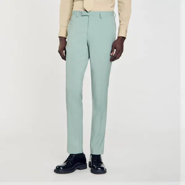Sandro Straight-fit Wool Suit Trousers - Light Green