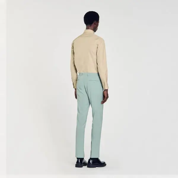 Sandro Straight-fit Wool Suit Trousers - Light Green