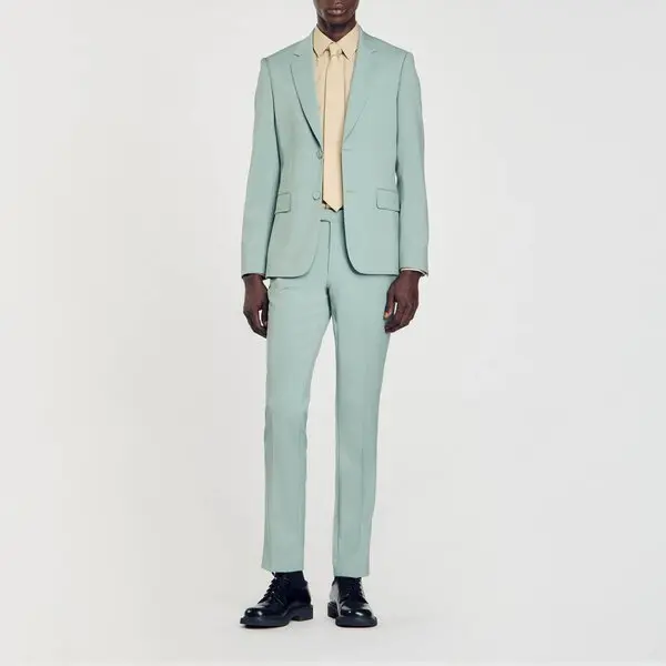 Sandro Straight-fit Wool Suit Trousers - Light Green