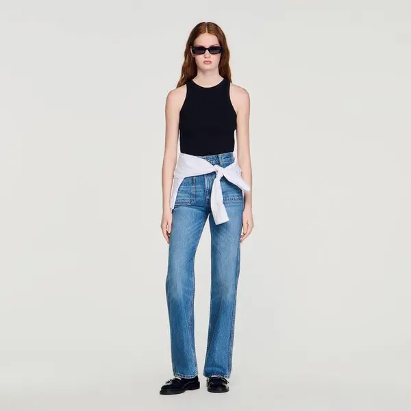 Sandro Embroidered Vest Top - Black