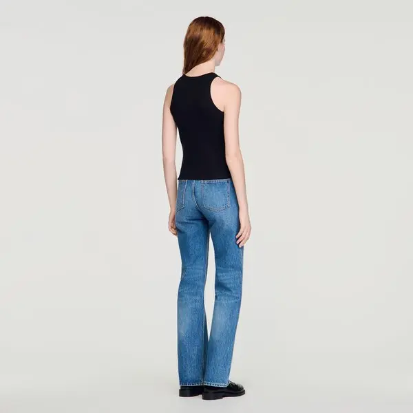 Sandro Embroidered Vest Top - Black