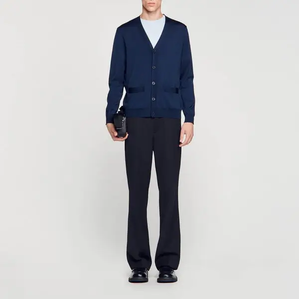 Sandro V-neck Knit Cardigan With Pockets