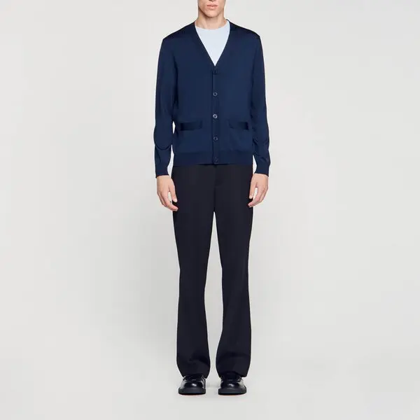 Sandro V-neck Knit Cardigan With Pockets
