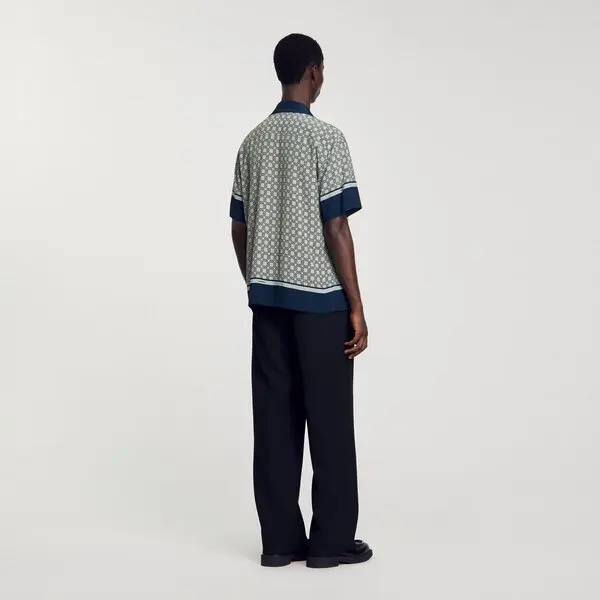 Sandro Short-sleeved Patterned Shirt - Dark Blue