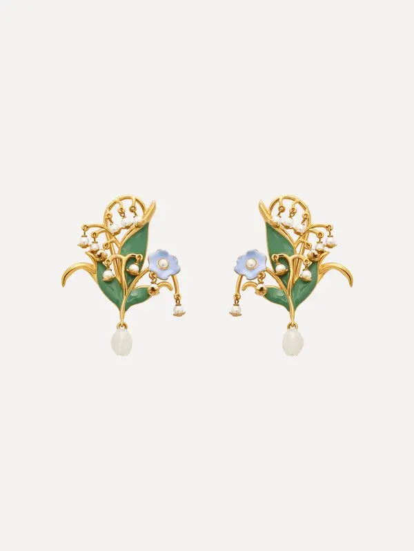 Oscar De La Renta Lily Of The Valley Clip-on Earrings - Pearl