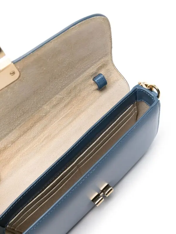 A.p.c. Grace Chaine Leather Clutch - Blue