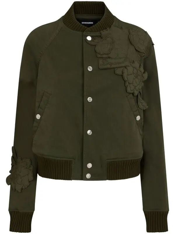 Dsquared2 Floral Appliqué Cotton Bomber Jacket